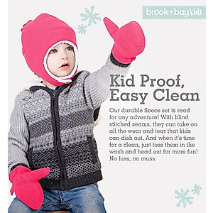 Brook + Bay Toddler Hat & Glove Set - Toddler Mittens & Winter Hat - Baby Fleece Hat for Infant Kids Set 2-3 years old - Pink