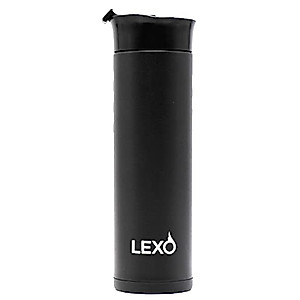 LEXO Temperature Regulating Smart Travel Mug - Flip Top Lid (Black, 16. oz.)