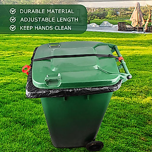 1Pc Trash Can Lid Lock, Trash Can Lock for Animal, Adjustable Garbage Can Lock for Outside(Color:Black+red)