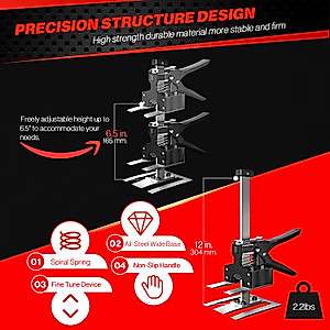 Juprodis 2 Pack Labor Saving Arm Jack, 220 LB Heavy Duty Furniture Lifter, 6.5 Inch Adjustable Height Drywall Lift, Utility Cabinet Jacks for Installing Cabinets, Doors, DYI Home Improvement, Black