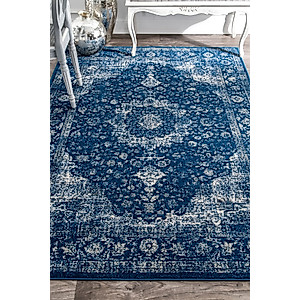 nuLOOM Paisley Verona Vintage Persian Area Rug, 4' x 6', Dark Blue