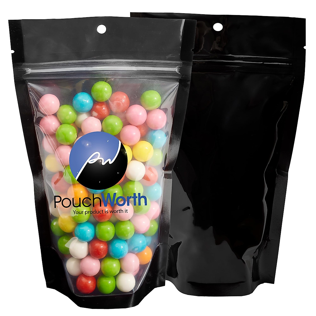 100 Pack 5"x8" Mylar Clear/Black Nylon Resealable Stand Up Bags Heat Seal Zipper Lock Reusable Storage Pouches for Zip Food Storage Lock Packaging with Tear Notches