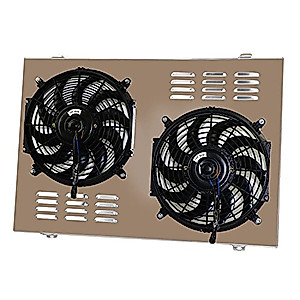 ECMRAD Aluminum Radiator Shroud+2x12"Fans Compatible for 1973-1991 Chevy C10 C20 C30 K10, K5 Blazer Truck 5.7L 7.4L V8, Pickup Blazer/GMC