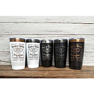 Trump Tumbler Gifts for Men Women, 2024 Election Republican Christmas Gifts for Men, Engraved Stainless Steel 20oz MAGA Tumbler Coffee Cup with Lid, Dishwasher Safe (Black+Silver)