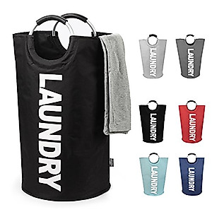 DOKEHOM 90L Large Laundry Basket (7 Colors), Collapsible Laundry Bag, Foldable Laundry Hamper, Folding Washing Bin (Black, L)