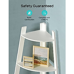 Evajoy Corner Shelf, 5 Tier Corner Shelf Tall Rustic Multipurpose Bookshelf with 1.96'' Wide Frame, Industrial Ladder Shelf and Plant Stand with Support Foot Pads for Living Room, Home Office