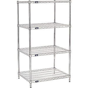 Nexel 24" x 30" x 63", 4 Tier Adjustable Wire Shelving Unit, NSF Listed Commercial Storage Rack, Chrome Finish, leveling feet