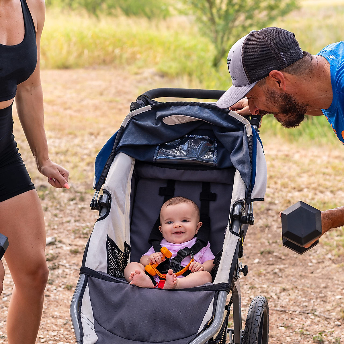 Gumbell- Baby Dumbbell Teething Toy with Pacifier Clip, Baby Toys 3-6 Months, Silicone Teether for Babies 6-12 Months, Fitness Novelty Teether (Orange)