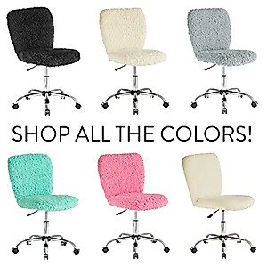 Urban Lifestyle Mongolian Faux Fur Task Chair, Adjustable, 28D x 19W x 34H in For Office, Ivory