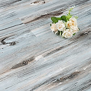FunStick 6"x36" Reclaimed Wood Peel and Stick Floor Tile Waterproof Peel and Stick Flooring Wood Planks for Walls Blue Vinyl Plank Flooring for Bedroom Bathroom Kitchen RV Laminate Flooring 5 Sheets