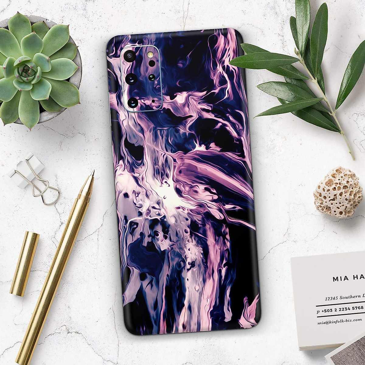 DesignSkinz Blurred Abstract Flow V32 Protective Vinyl Decal Wrap Skin Cover Compatible with The Samsung Galaxy S20 (Screen Trim & Back Glass Skin)