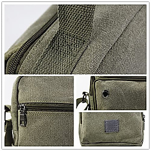 CR Canvas Small messager Mini shoulder bag Travel purse with strap adjustable cellphone key bag (Army green) sling bag everday use bag with slutch and eaphone line hole on the bag