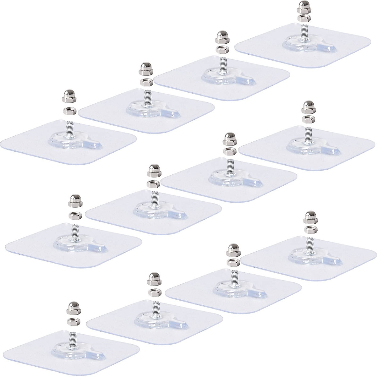 LAJAR 12Pcs Adhesive Wall Screws Hanging Nails, Screw Stickers for Hanging Shelves, Shower, Kitchen (8mm)