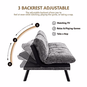 Anwick Futon Sofa Bed Convertible Futon Sleeper Couch, 71" Sleeper Sofa Bed with Adjustable Backrest, Modern Loveseat Couch for Compact Living Room, Apartment, Office (Blue)