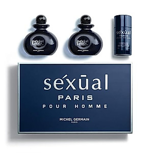 Michel Germain Sexual Paris Pour Homme 3-Piece Mens Cologne, Aftershave, Deodorant Gift Set, Top Notes of Cardamom, Chardonnay Mandarin, Sage, Tempting Natural Oils
