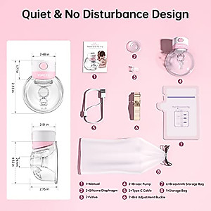 Breast Pump,Double Wearable Breast Pump,Electric Hands Free Breast Pumps with 2 Modes,9 Levels,LCD Display,Memory Function Rechargeable Double Milk Extractor with Massage and Pumping Mode-24mm Flange