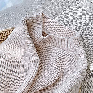 HEZIOWYUN Newborn Baby Girls Boys Knit Sweater Long Sleeve Knitted Sweaters Fall Winter Warm Crewneck Pullover for Toddler Clothes (Pale Pink, 6-12 Months)