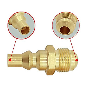 MCAMPAS New Propane/Natural Gas 1/4 Inch Quick Connect Fitting-Full Flow1/4 Quick Plug x 3/8" Male Flare for Connecting Gas Appliance,Heater,Grill Fire Pit, RV Quick Connect.(Solid Brass, 2 Piece)