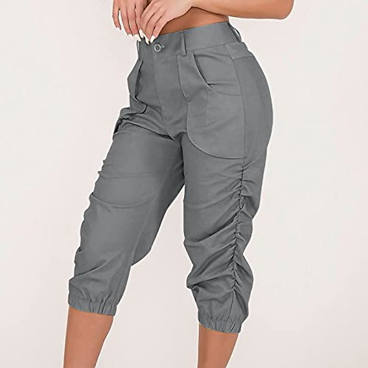 fold Over Yoga Pant Harem Pants Women high Waist Pull on Pants Women Plus Size Cargo Capri Womens Comfy Clothes Womens Elastic Waist Capris for Women Plus Size