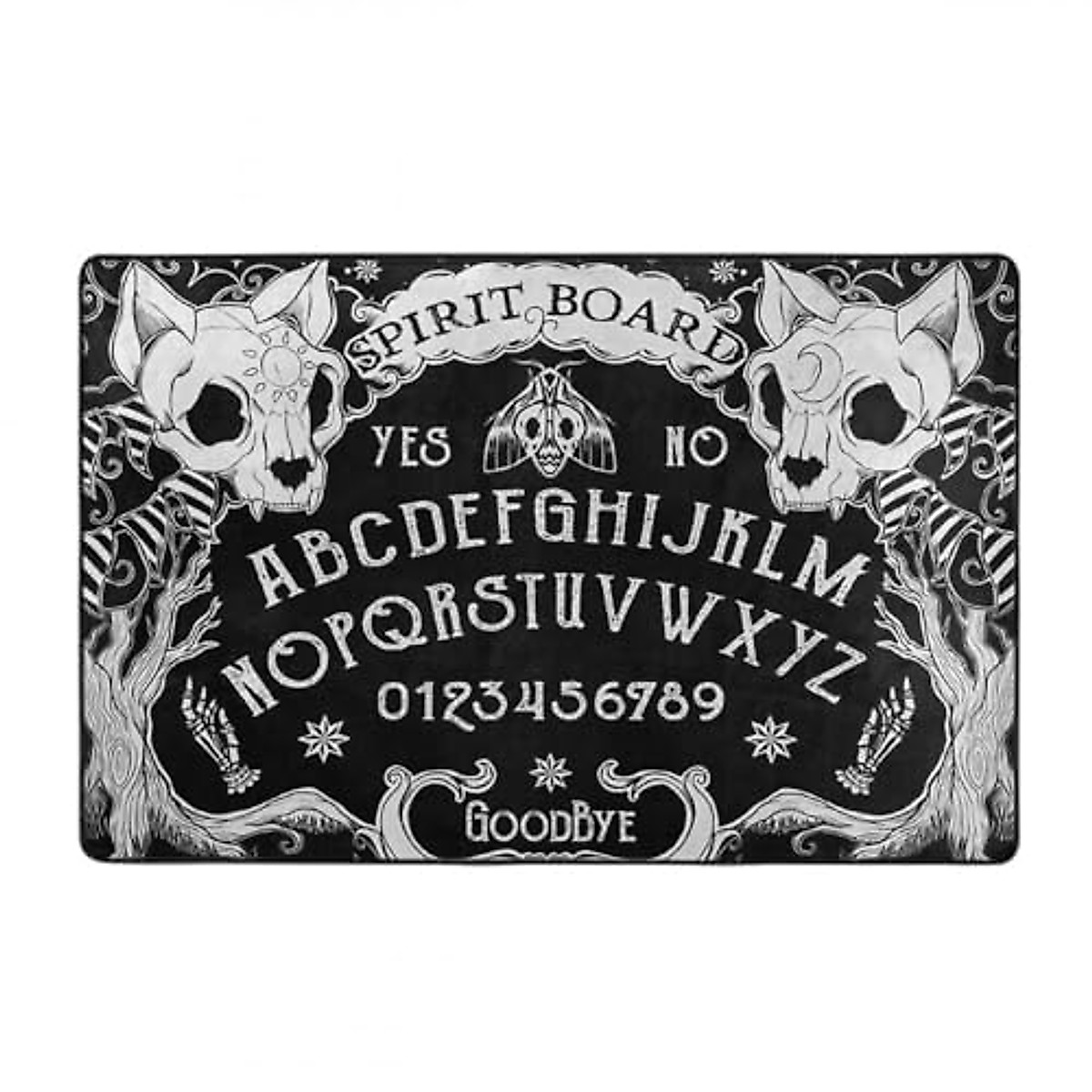Area Rug Ultra Soft Rug Stylish Mats Carpets Multipurpose Carpets for Living Room, Bedroom, Extra Large Area Carpet Cat Skull Head Witch Magic Board Black Gothic