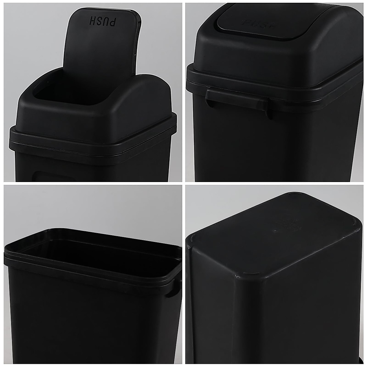 Minekkyes 1.8 Gallon Swing Top Trash Can, Small Swing Garbage Can, Black