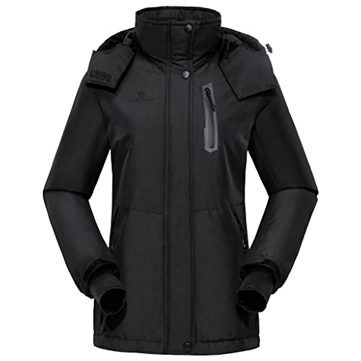 CAMEL CROWN Women's Ski Jacket Waterproof Warm Winter Snow Coat Hooded Mountain Outdoor Windbreaker Windproof Jacket Black M
