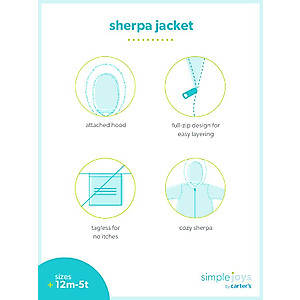 Simple Joys by Carter's Baby Hooded Sherpa Jacket, Navy/Ivory, 5T