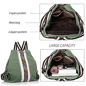 Women Canvas Backpack Daypack Casual Shoulder Bag, Vintage Heavy-duty Anti-theft Travel Backpack