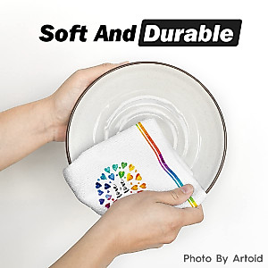 Artoid Mode Watercolor Love Heart Rainbow Love is Love LGBT Home Kitchen Dish Towels, 18 x 26 Inch Ultra Absorbent Coffee Tea Bar Hand Towels Bathroom Gift for Cooking Baking Set of 4