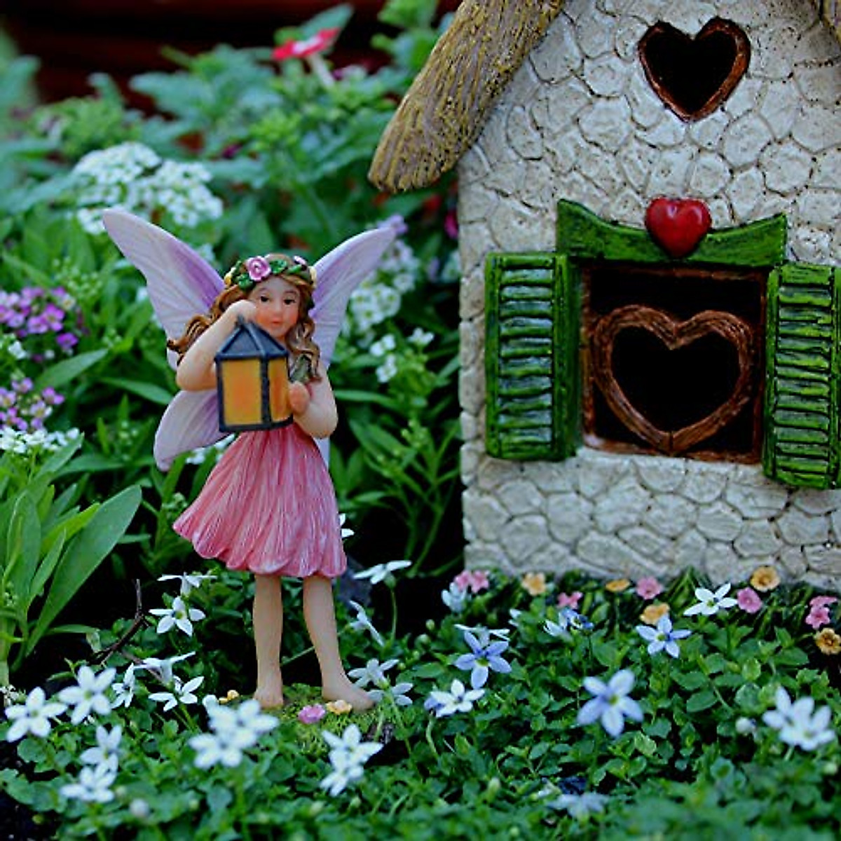 PRETMANNS Fairy Garden House Kit – Fairy Garden Accessories – Fairy Houses for Gardens Outdoor - Fairy House Kit with Fairies for Fairy Garden – Fairy House 7" High - Fairy Garden Kit 4 Pieces