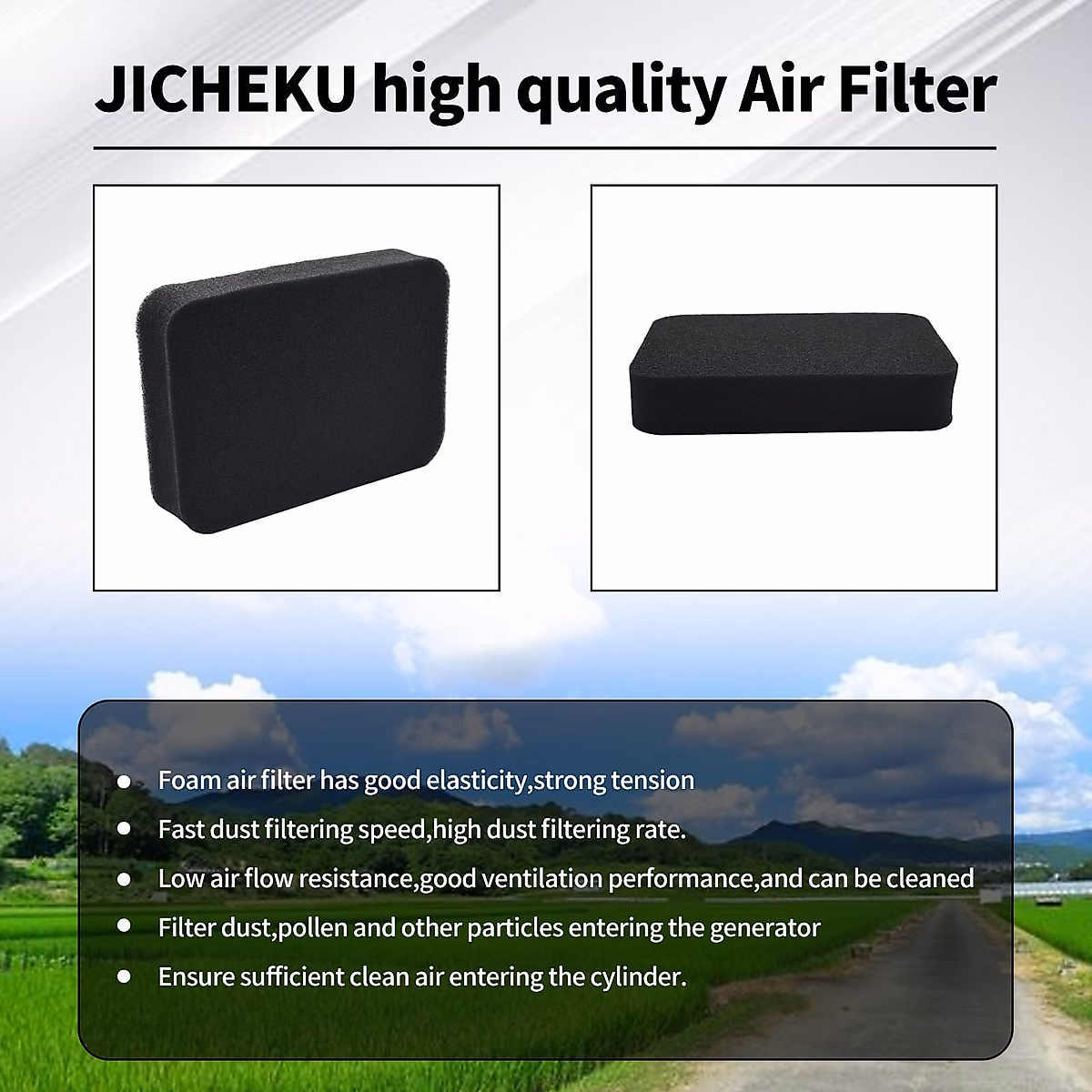 JICHEKU 17211-899-000 Air Filter Compatible with Honda GX390 GX240 GX270 GX340 EB3000 EB3500 EB3800 EM3000 EM3500 EM3800 EW140 EW170 EW171 EX3300 EX4500 EXW171 Generator(2Packs)