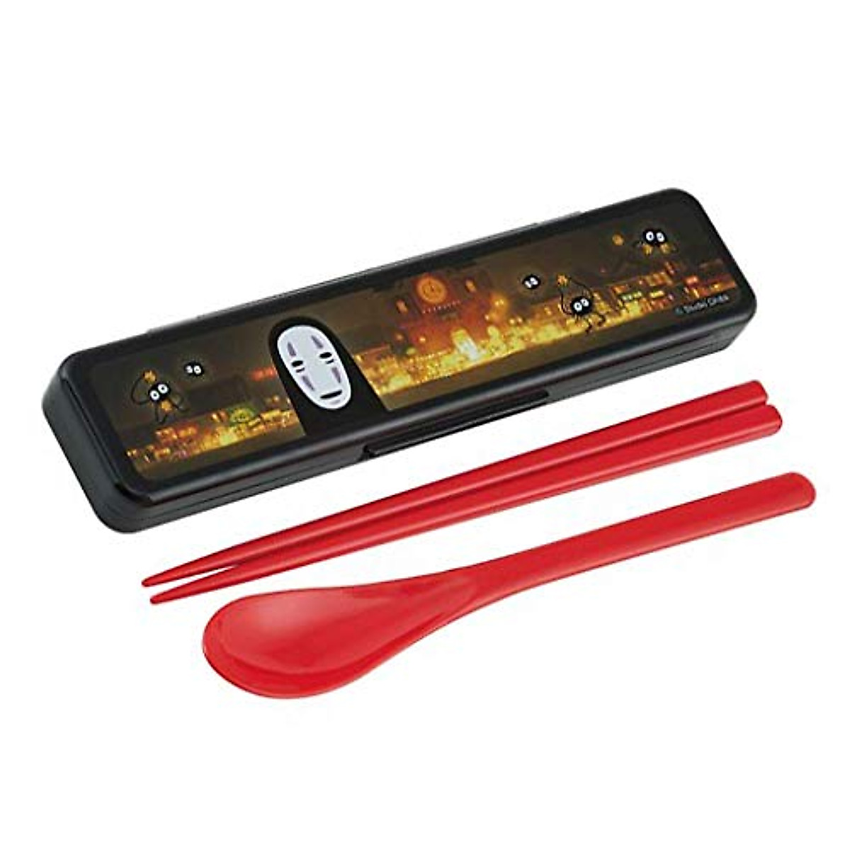 Studio Ghibli Bento Box - Spirited Away - Kaonashi (No Face) - Set of 22oz Japanese Lunch Box with 17 oz Stylish Water Bottle and Spoon/Chopsticks in a noise-free case (Kaonashi Bento, Spoon, Bottle)