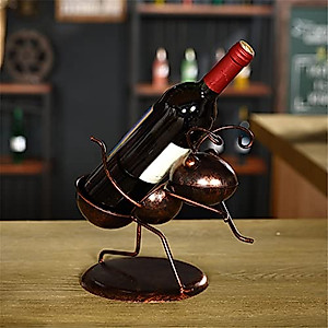 DOUBA Funny Metal Statue Wine Bottle Holder Decorative Iron Insect Wine Rack Home Wine Set (Color : E, Size