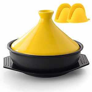 Xgxoz Ceramic Tajine Tagine Cooking Pot with Cone-Shaped Closed Lid, Ceramic Stew Pot Casserole Pot Multifunction Cookware for Stew Soup