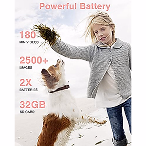 Digital Camera for Kids, Lecran 1080P 44MP Kids Camera with 32GB Card Point and Shoot Camera with 16X Zoom, Compact Portable Cameras Christmas Birthday Gift for Children Kids Teens Girl Boy(Pink)