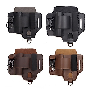 YIFULIN Leather Belt Sheath with Key Holder Pen Clip Tactically Tool Holsters Multitool Leather Sheath Organizers Belt Waist Bag Multitool Pockets Organizer Pouch