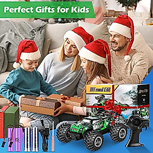 Rcjoyou RC Cars,All Terrain Remote Control Car,2WD 2.4 GHz Off Road High Speed 20 Km/h RC Monster Truck Racing Cars with LED Headlight and Two Batteries, Xmas Gifts for Kid and Adults