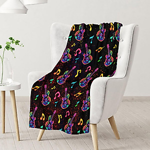 Guitar Blankets for Kids - Lightweight Soft Colorful Throw Blanket - 30" x 40" Inches Lap Size Blanket for Chair & Office - Aesthetic Small Blanket Throws Gift