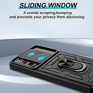 Atump Samsung Galaxy S20 FE Case(4G/5G),Galaxy S20 Fan Edition/S20 Lite with HD Screen Protector with Slide Camera Cover, 360° Rotation Ring Kickstand [Military Grade] Case for Samsung S20 FE Black