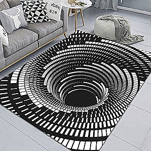 Optical Illusion Carpet Area Rug 3D Geometric Vortex Trippy Throw Rug for Bedroom Living Room Doormat 63x47 inch
