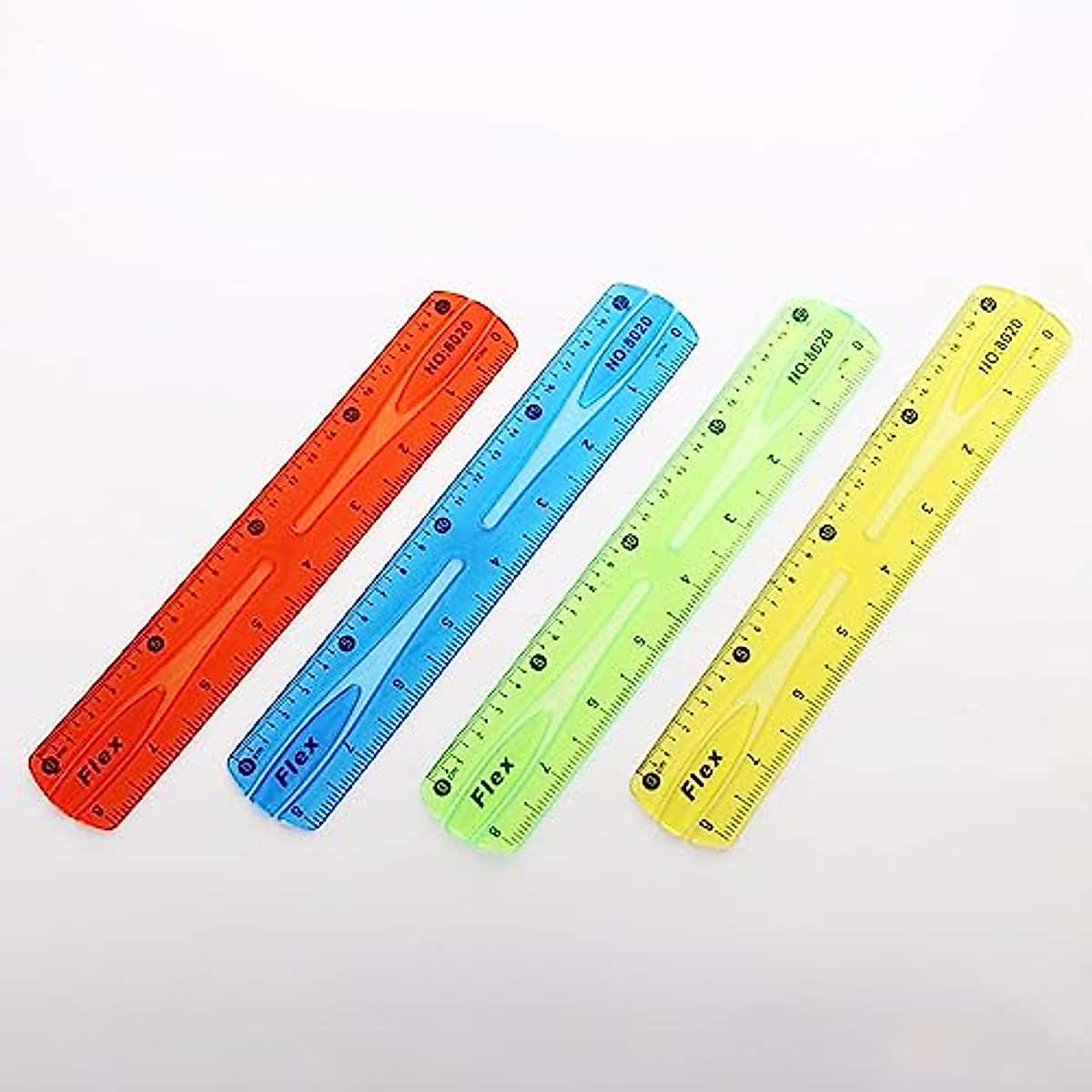 Thereisno 2 Pieces Color Flexible Rulers Soft Bendable Plastic Rulers Duals Scale Bendable Flexible Rubber Rulers Clear Straight Ruler 2 Pieces Flexible Ruler Hanging Pendant
