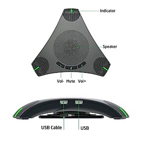 Conference Microphone USB Speakerphone Microphone for Business Conference,360° Omnidirectional Microphone Intelligent DSP Noise Reduction for Video Meeting (mic +Speaker+hub)