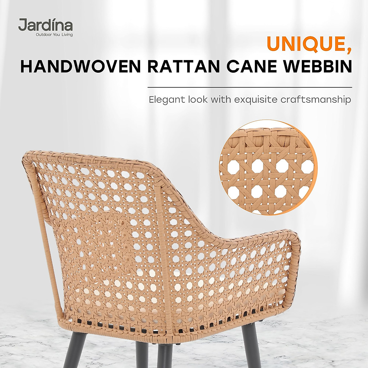 JARDINA Wicker Patio Dining Chairs Set of 4 Patio Chair with Cushion Outdoor Rattan Dining Seat for Outdoor Patio Backyard, (Natural)