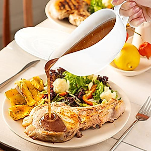 Yesland 15 oz Gravy Boat and Tray, Ceramic White Gravy Sauce Boat with Saucer Stand for Dining, Holiday Meals & Parties