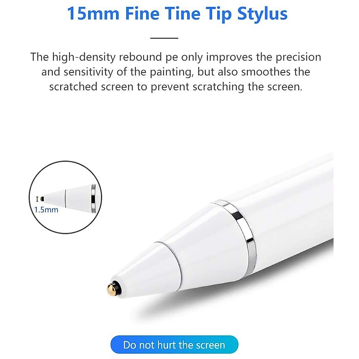 Stylus Pens for Touch Screens,Active Stylus Pen Compatible with Apple iPad, Capacitive Pencil for Kid Student Drawing, Writing,High Sensitivity,for Touch Screen Devices Tablet,Smartphone (White)