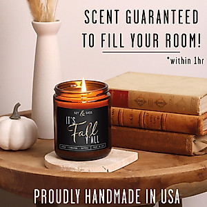 Fall Candles - 'It's Fall Yall' Fall Candle w/Apple Cinnamon & Nutmeg I Infused with Essential Oils I Autumn Fall Scented Candles I Cozy Cute Fall Décor Fall Gifts I 9oz Jar I 50Hr Burn I Made in USA
