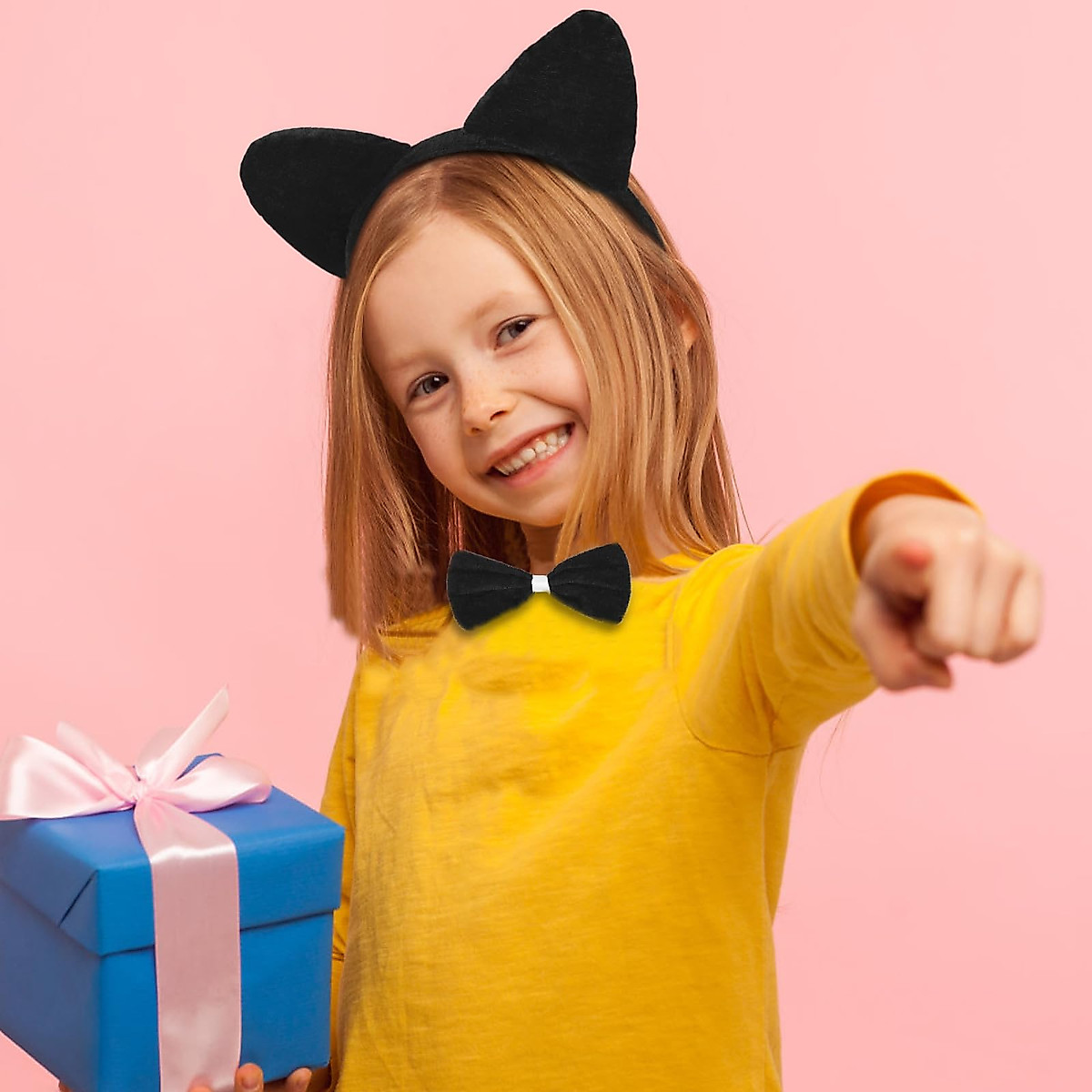 Hayner-Seek Cat Costume Cat Ears Headband Black Cat Ears Cosplay Headband with Bowknot Tail Animal Cosplay Halloween Costume For Women lack Cat