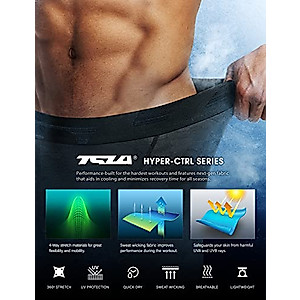 TSLA Men's Compression Pants, Cool Dry Athletic Workout Running Tights Leggings with Pocket/Non-Pocket, 3pack Cool Dry Pants Camo Black/Yellow/Brick, XX-Large