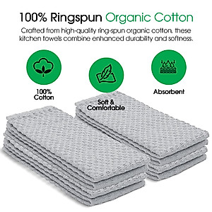 DG Collections Terry Dish Towels, 100% Cotton Kitchen Towels, Set of 8 (15x25 inch) Hand Towels - 400 GSM, Absorbent Terry Cloth Dish Towels for Kitchen, Soft Tea Towels - Ash Grey Color