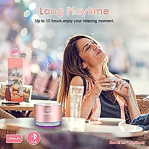 XLEADER Upgraded, Bluetooth Speaker, SoundAngel RGB LED Light Portable Wireless Speaker with Custom Bass Radiator IP67 Waterproof, Mini Speaker for iPhone ipad Shower Girl Women Teen Gifts Rose Gold